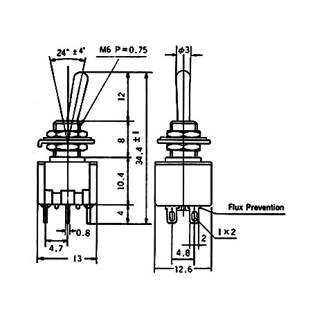 MS507 Kippschalter 4-pol 6A 125Vac Miyama