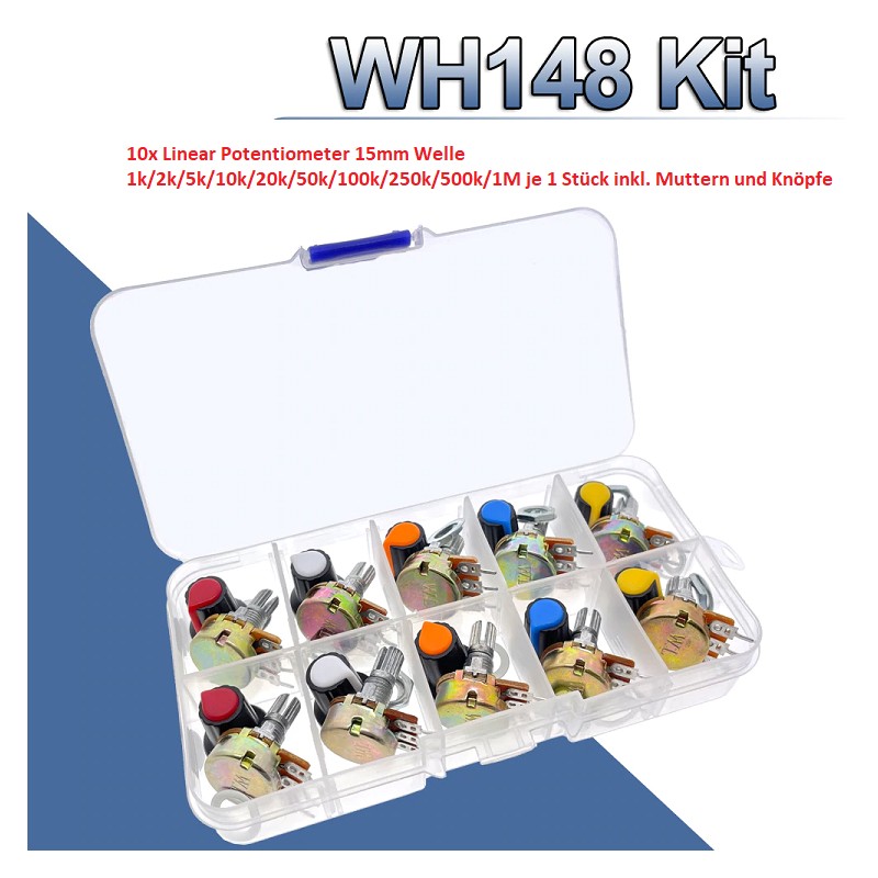 Potentiometer-Set 10 Stk. inkl. Knöpfe