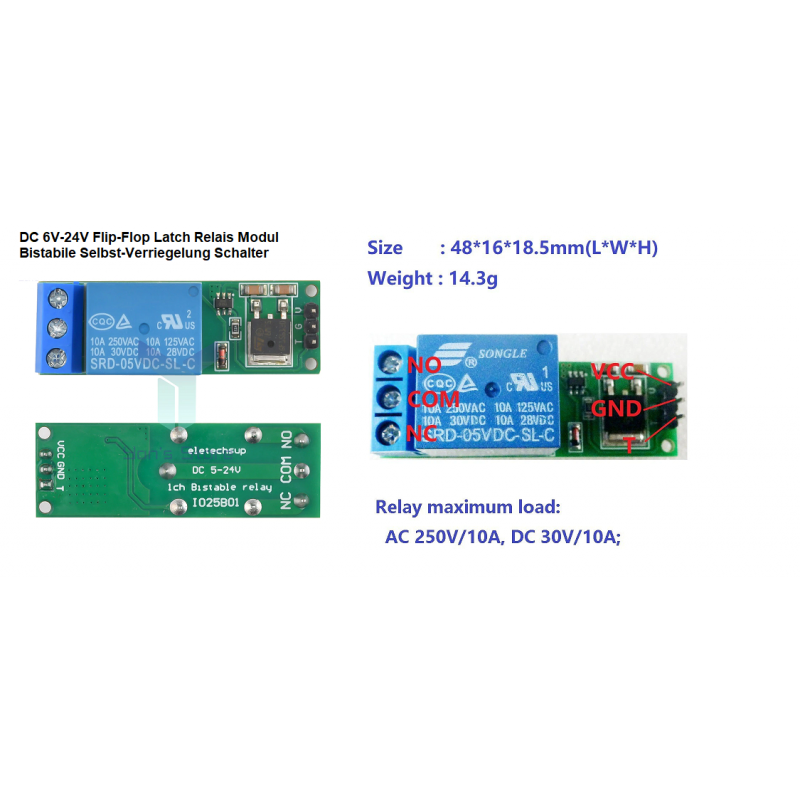 Bistabil Relais-Modul 6V-24VDC
