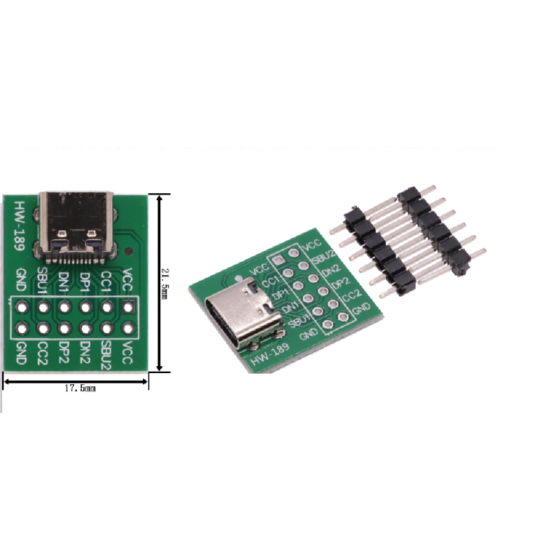 USB-C 3.1 Breakout Board 12pol. +Stiftleiste