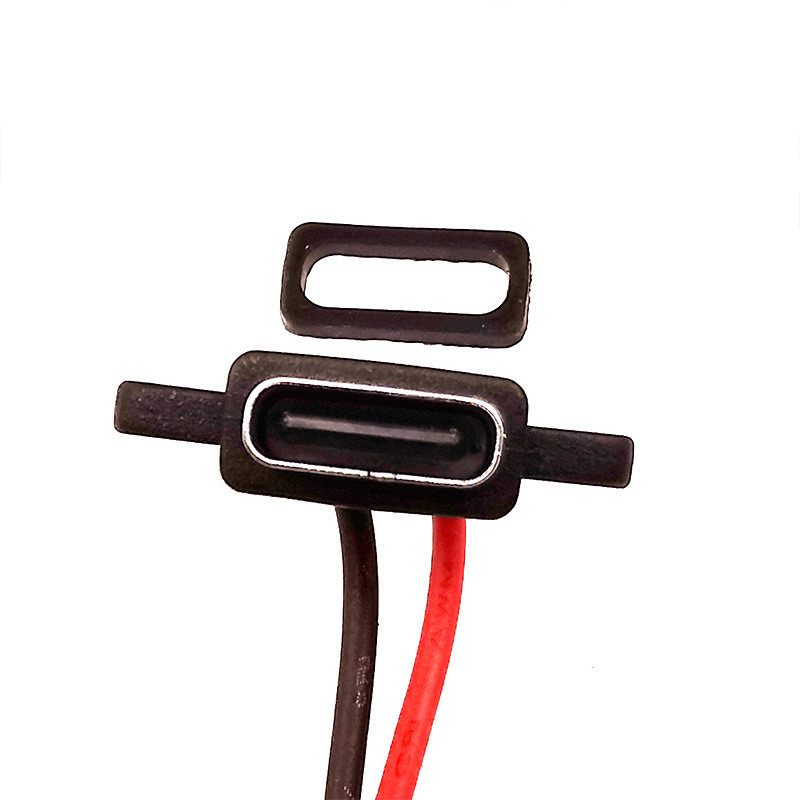 USB-C Einbaubuchse Flach-Schraubbar 2pol. mit Kabel