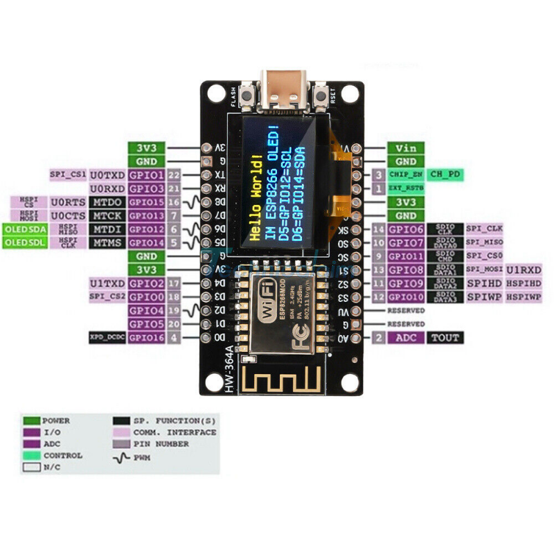 Esp8266 Entwicklungsboard mit 0,96-Zoll-OLED